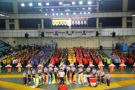 Participating contingents during the opening ceremony of Sukan Perak VI