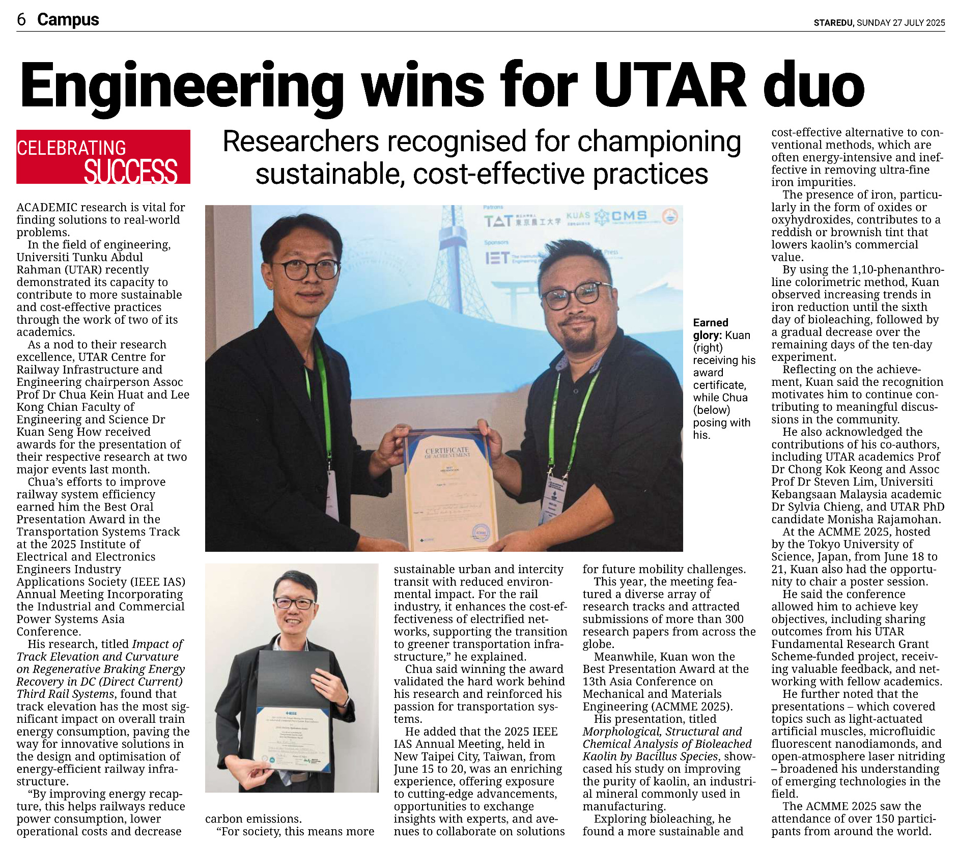 UTAR News, Newsletters, In the Press, Awards and Webinars